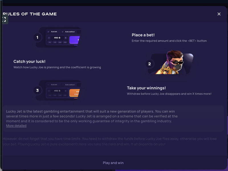 Play Lucky Jet at 1win online casino